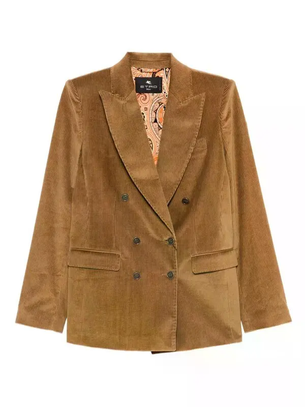 Etro Corduroy Double-breasted Blazer - Brown