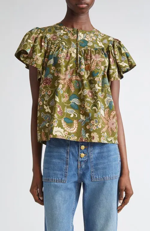 Ulla Johnson Perline Flutter Sleeve Top - Lichen