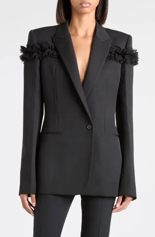 Alexander McQueen Slashed Ruffle Wool Blazer