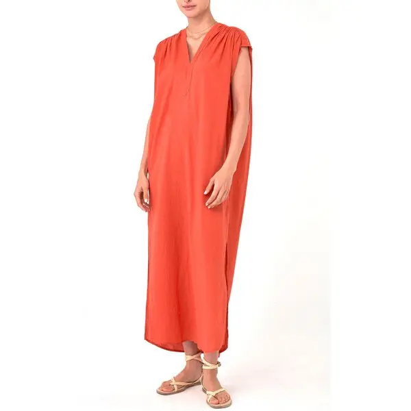 OCEAN+MAIN Sleeveless Maxi Tunic - Saffron