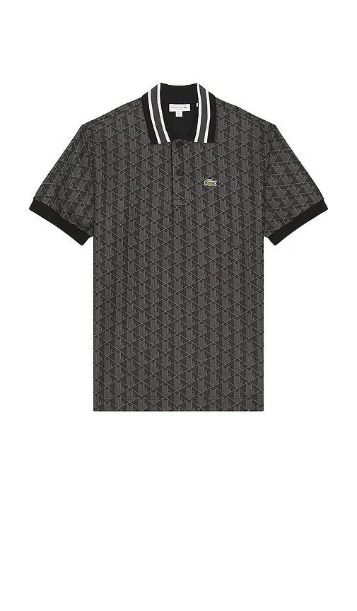 Lacoste Monogram Polo In Black