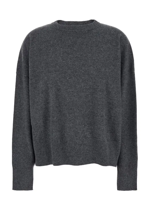 Loulou De Saison Crewneck Cashmere Sweater With Ribbed Trims - Grey
