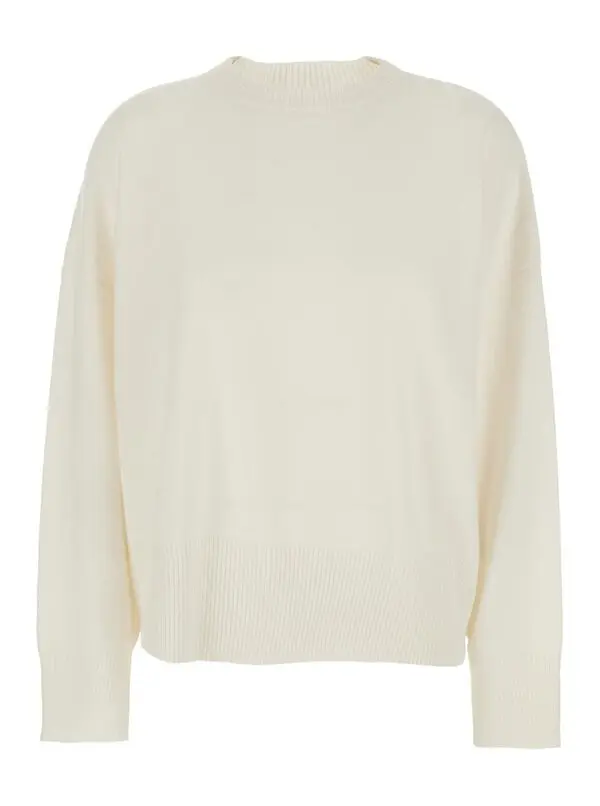 Loulou De Saison Crewneck Cashmere Sweater With Ribbed Trims - White