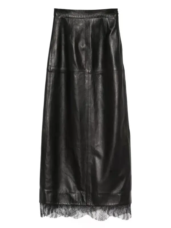 MANOKHI Leather A-line Midi Skirt