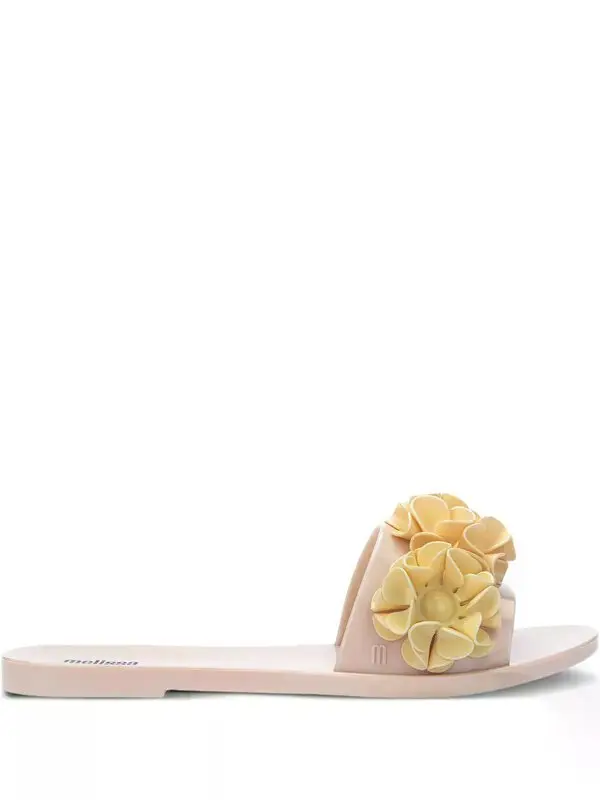 Melissa Flower-embellished Slides - Neutrals