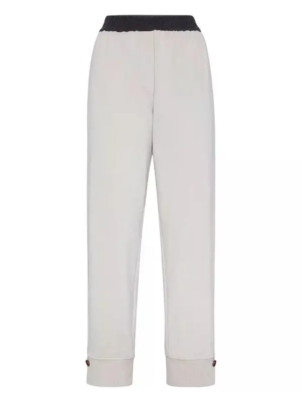 Brunello Cucinelli Button-cuffed Straight Leg Sweatpants - Neutrals