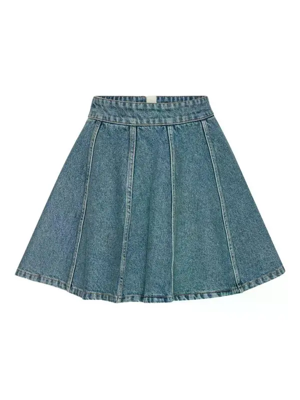 Remain Birger Christensen Pleated Denim Mini Skirt - Blue