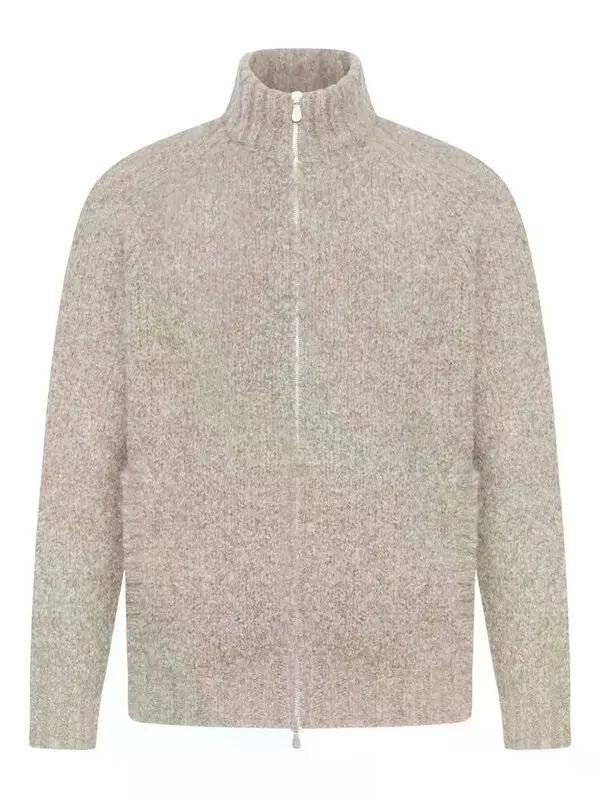 Brunello Cucinelli High-neck Zip-up Cardigan - Neutrals