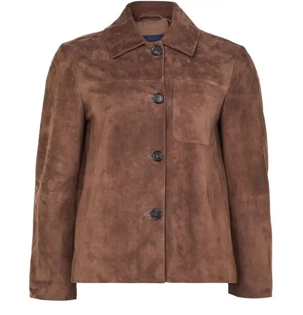 Max Mara Cloe Suede Shirt Jacket Brown Editorialist