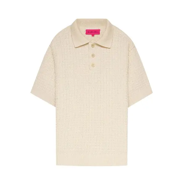 THE ELDER STATESMAN Nora Lite Check Polo - Cream