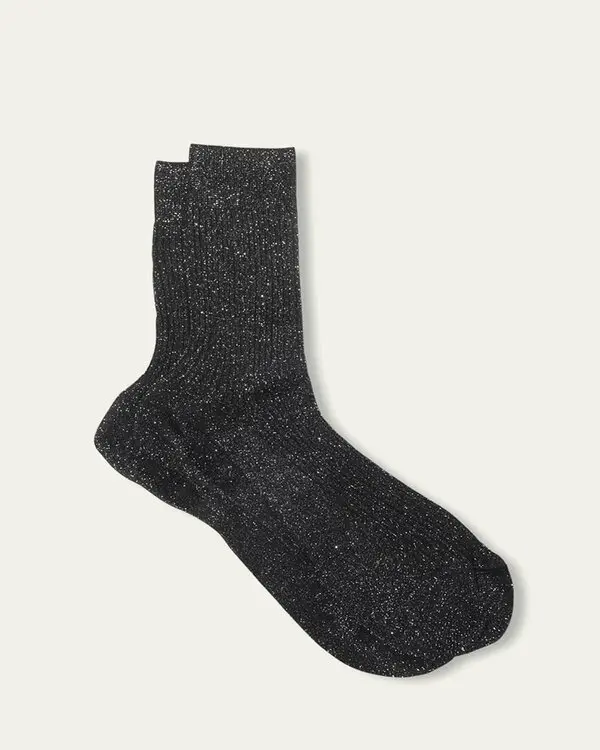 Maria La Rosa Firefly Shimmer Ribbed Crew Socks