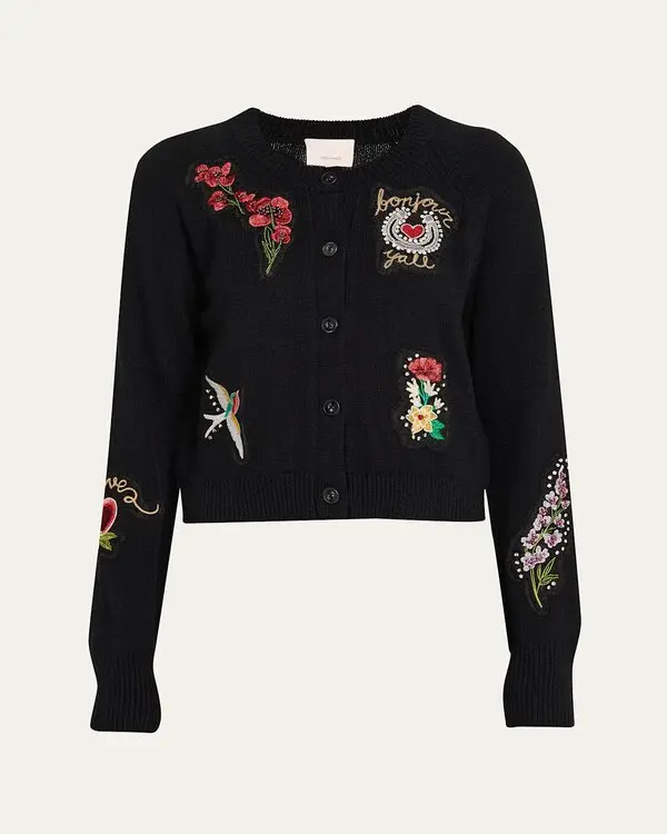 Cinq À Sept Millie Embroidered Cardigan - Black Multi