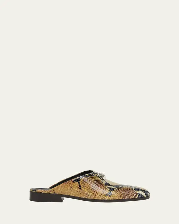 Alexander McQueen Snake-effect Leather Mules