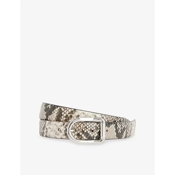 DEHANCHE Mija Snake-effect Embossed Leather Belt - Ivory & Brown Snakeskin