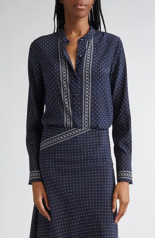Veronica Beard Johnson Mixed Print Silk Shirt