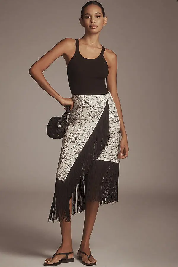 Le Superbe Fringe With Benefits Linen Blend Wrap Skirt
