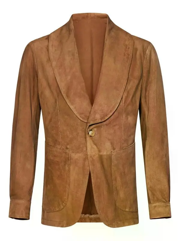FRANZESE COLLECTION Shawl-collar Patch-pocket Leather Jacket