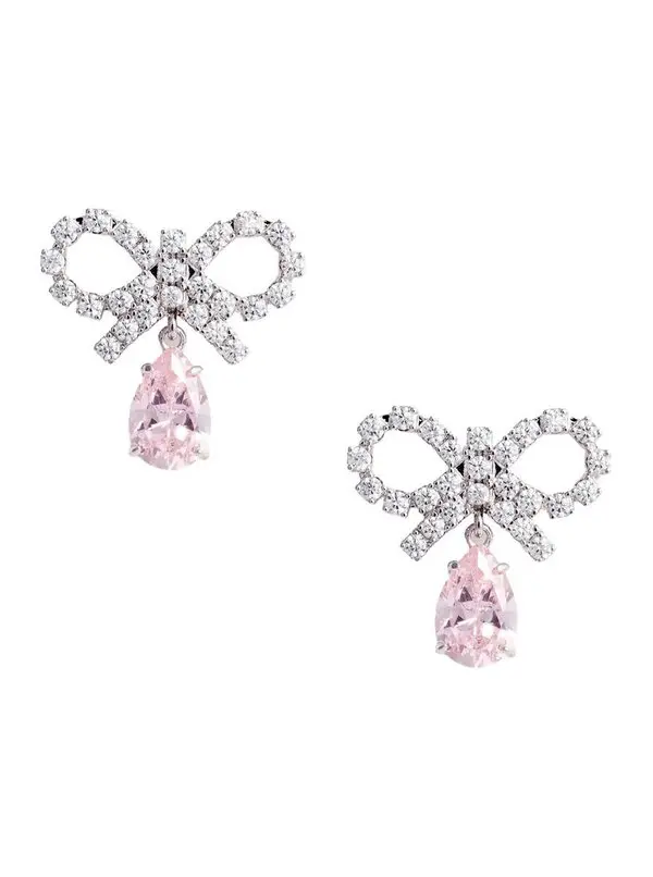 SELF-PORTRAIT Earrings With Bow Charm And Pendant Detail - Pink