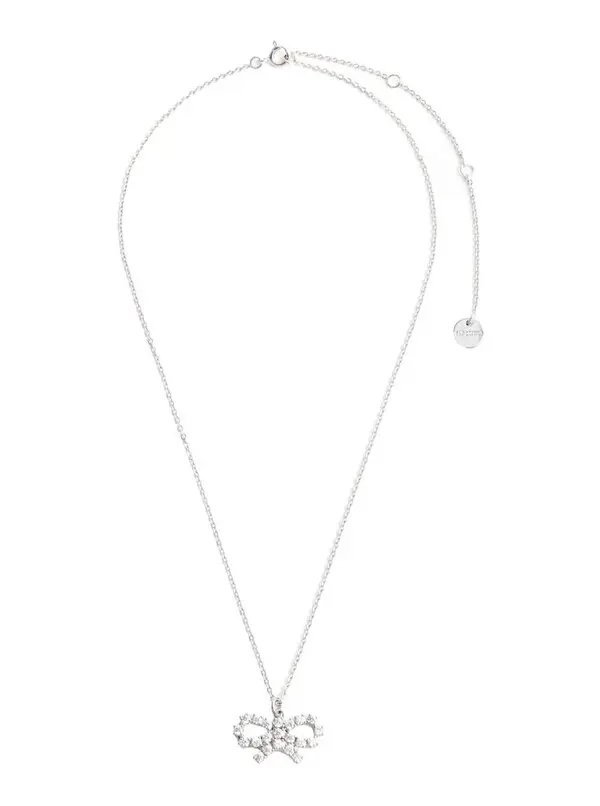SELF-PORTRAIT Metallic Necklace With Crystal Embellishments And Bow Charm