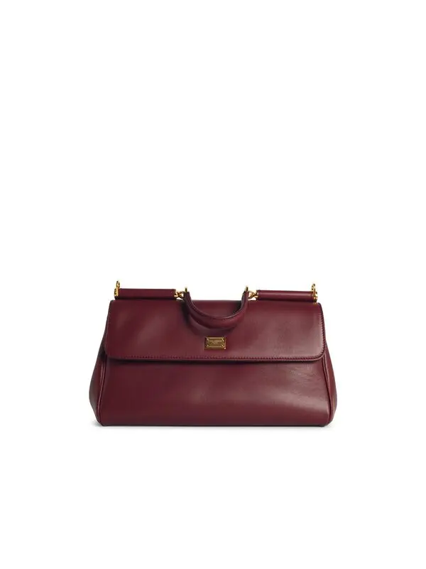 Dolce & Gabbana My Sicily Plongé Calf Leather Handbag - Bordeaux