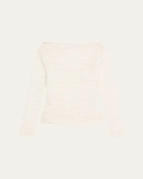 Proenza Schouler White Label Paloma Long-sleeve Textured Top - White