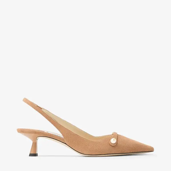 JIMMY CHOO Amita 45 Suede Slingbacks - Toffee