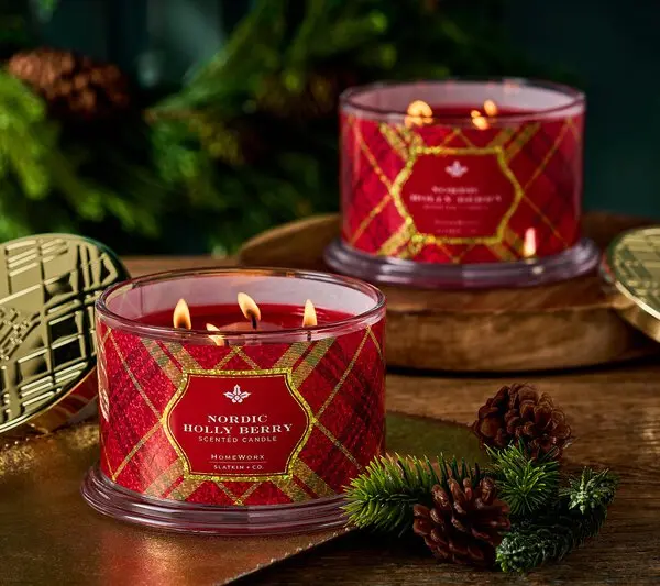 HOMEWORX BY SLATKIN + CO. S/2 18oz Nordic Holly Berry