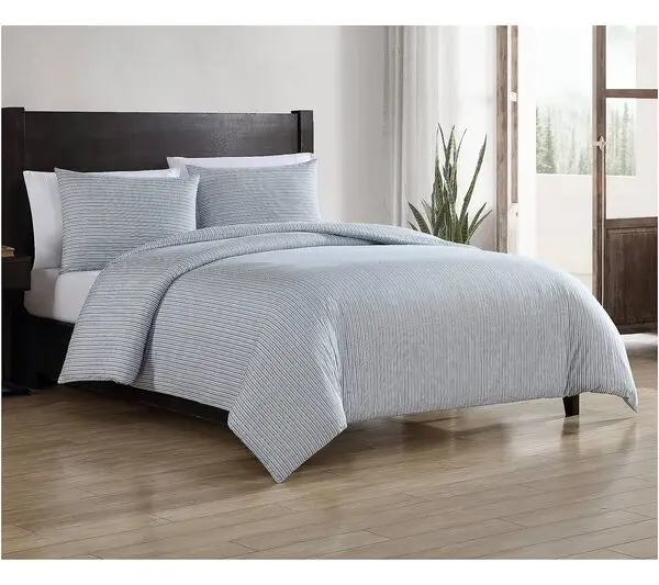 Eddie Bauer Ticking Stripe Navy King Duvet Cove R Set