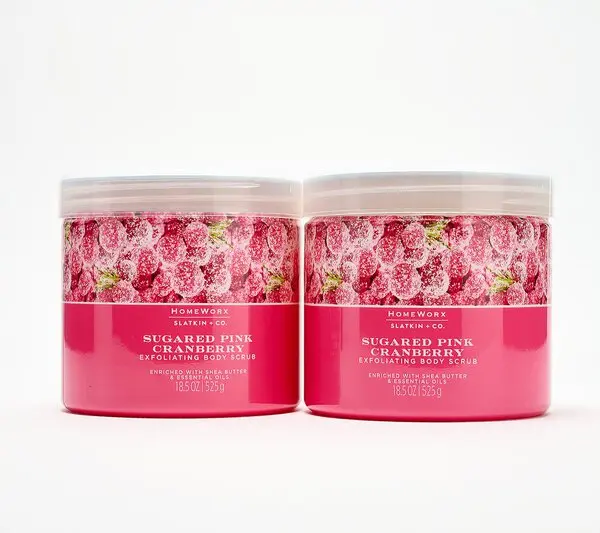 HOMEWORX BY SLATKIN + CO. S/2 18oz Pink Cran Body Scrub
