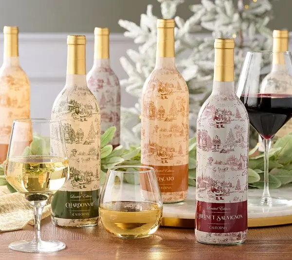 VINO VOYAGE Sh 11/10 Holiday Wrapped Bottles 12 Btl Wine Set