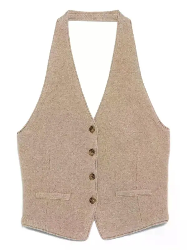 Guest In Residence Halterneck Cashmere Vest - Neutrals