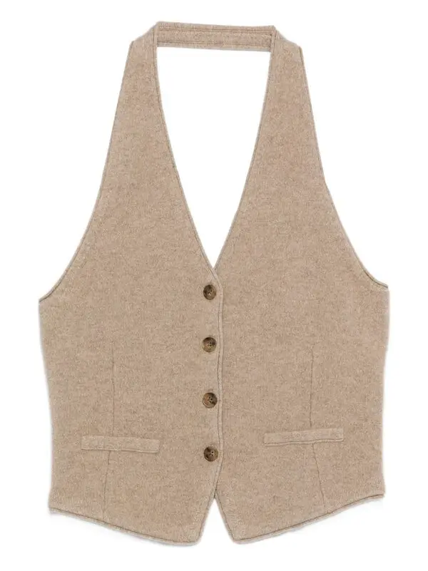 Guest In Residence Halterneck Cashmere Vest - Neutrals