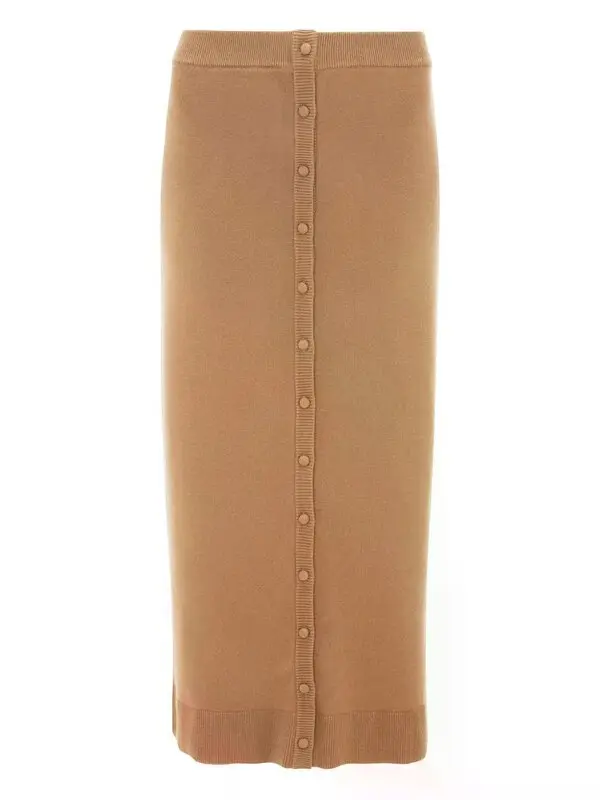 Victoria Beckham Button Detail Midi Skirt - Brown