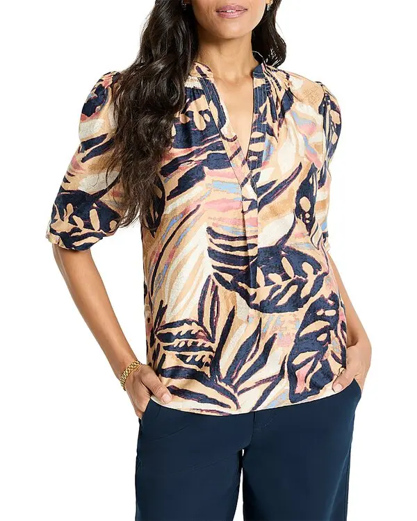 NIC+ZOE Terracotta Garden Peasant Top