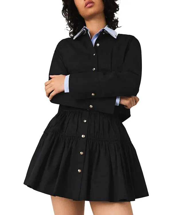 Maje Mini Elasticated Waist Skirt - Navy