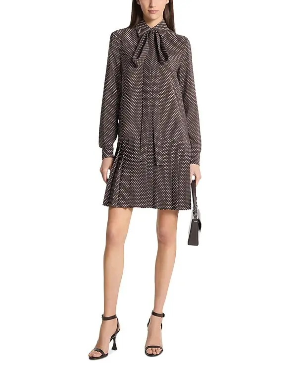 Michael Kors Pleated Drop Waist Bow Dress