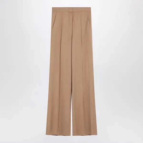 Max Mara Wide Wool Trousers - Beige