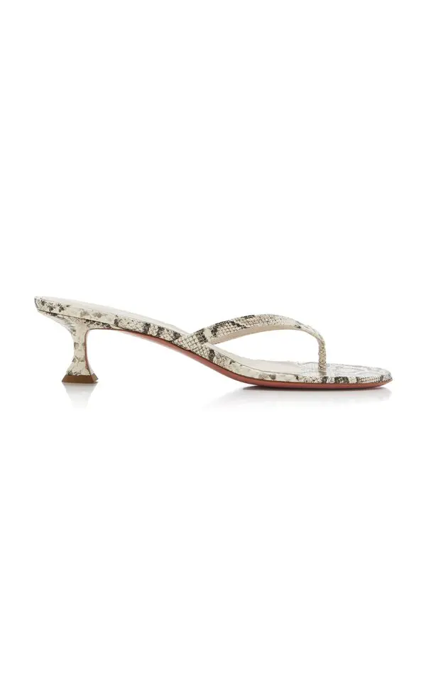 Amina Muaddi Juliette Snake-effect Leather Thong Sandals - Animal