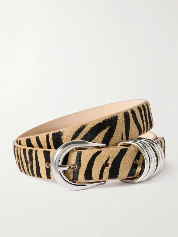 DEHANCHE Hollyhock Zebra-print Calf Hair Belt - Brown