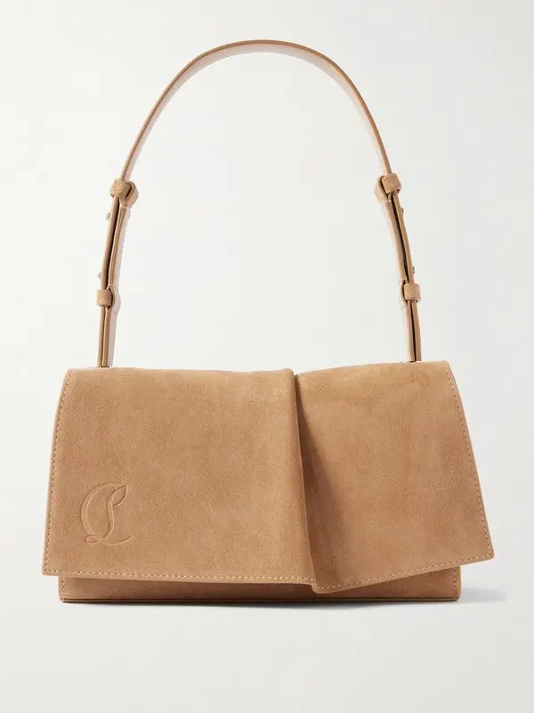 CHRISTIAN LOUBOUTIN Baggy Small Suede Shoulder Bag - Neutrals