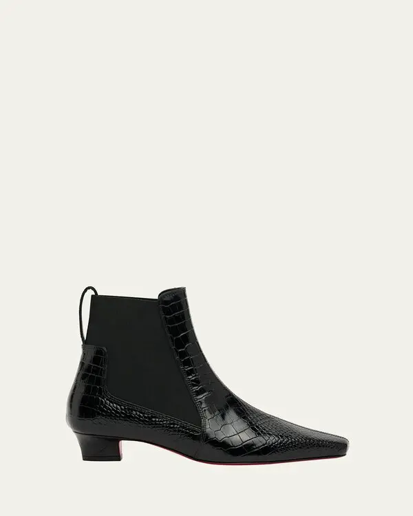 CHRISTIAN LOUBOUTIN Promidavol Croc-embossed Ankle Booties
