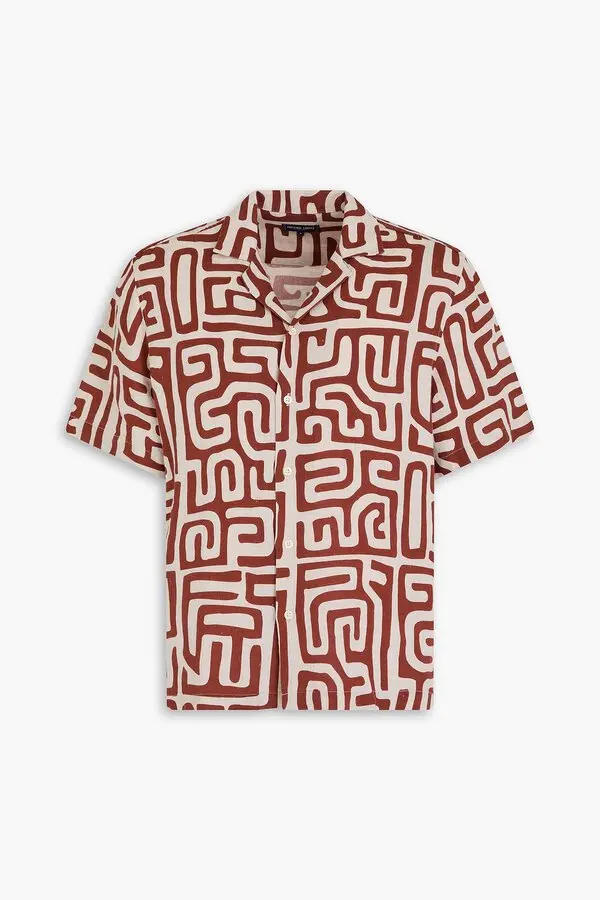 Frescobol Carioca Roberto Printed Linen Shirt - Brown