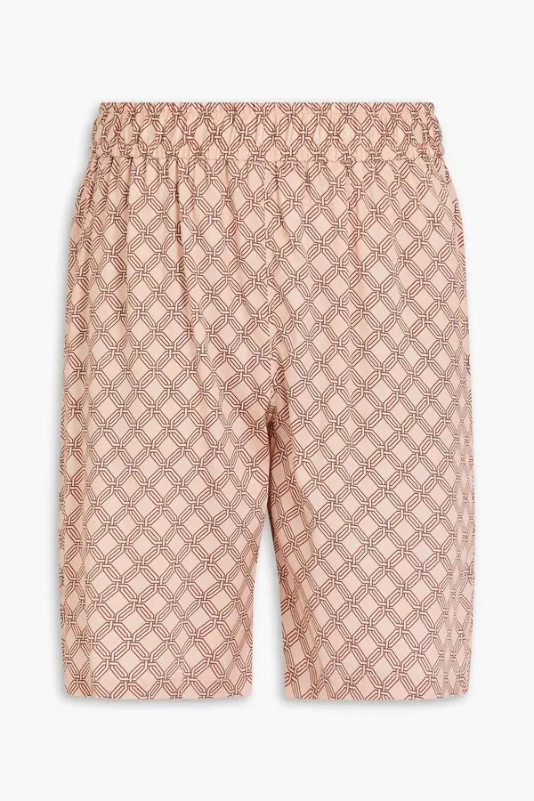 Frescobol Carioca Palma Printed Stretch-silk Drawstring Shorts - Blush
