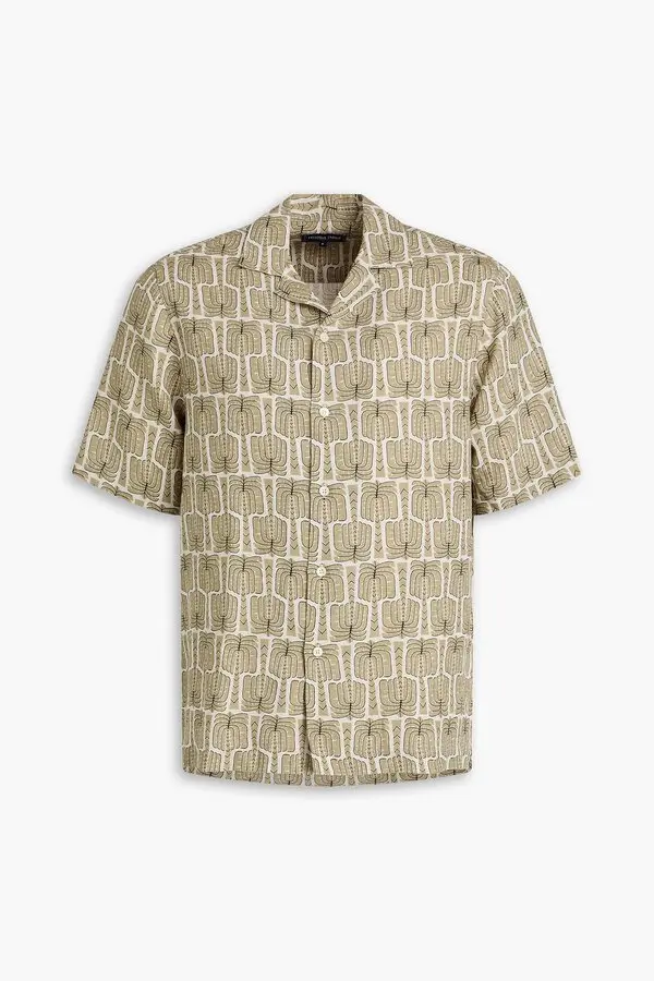 Frescobol Carioca Roberto Printed Linen Shirt - Sage Green