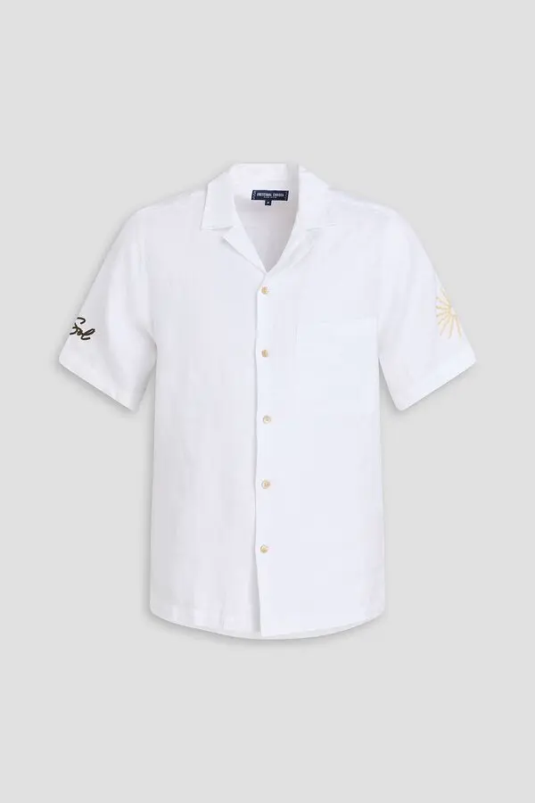 Frescobol Carioca Alves Embroidered Linen Shirt - White