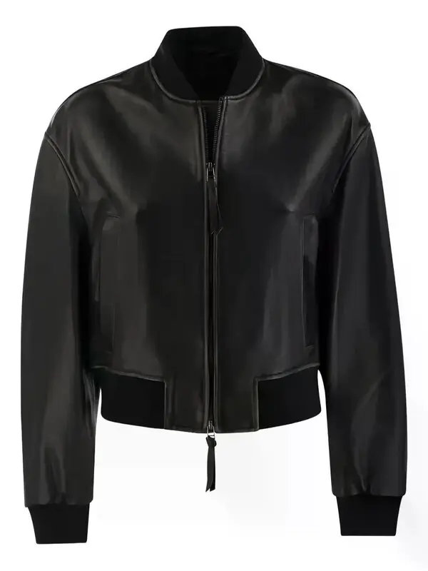 Max Mara Zip-front Bomber Jacket - Black