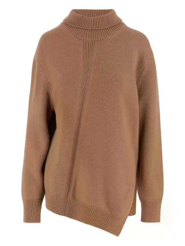 JIL SANDER High-neck Asymmetrical Sweater - Brown
