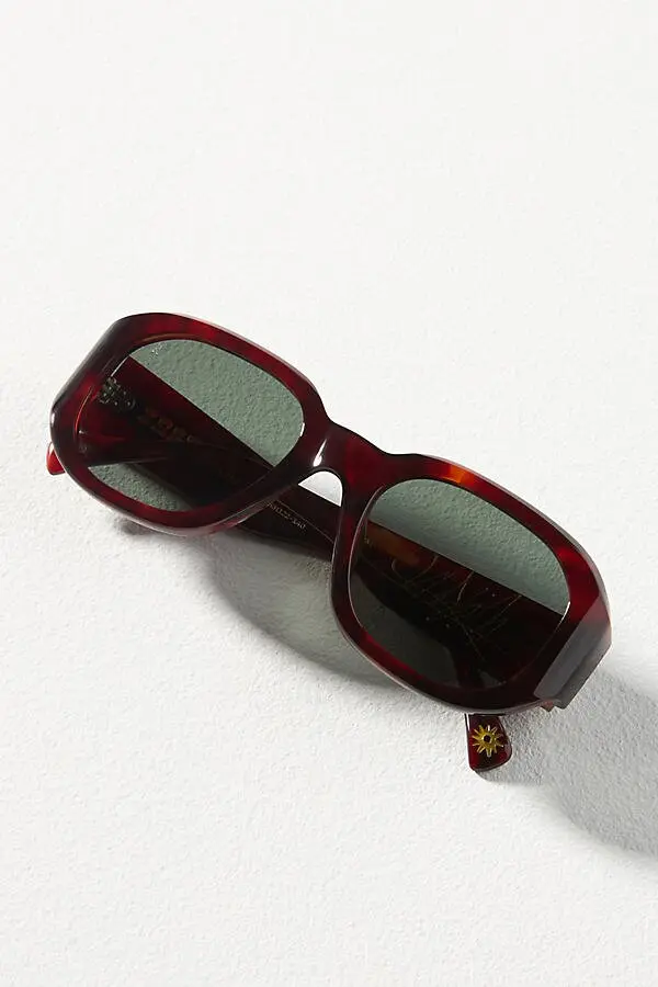 Raen Zouk Rectangle Sunglasses - Red Pattern