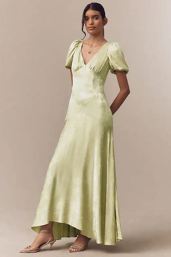 Mare Mare Jacquard Linen Blend Dress In Green - 30% Off | Editorialist