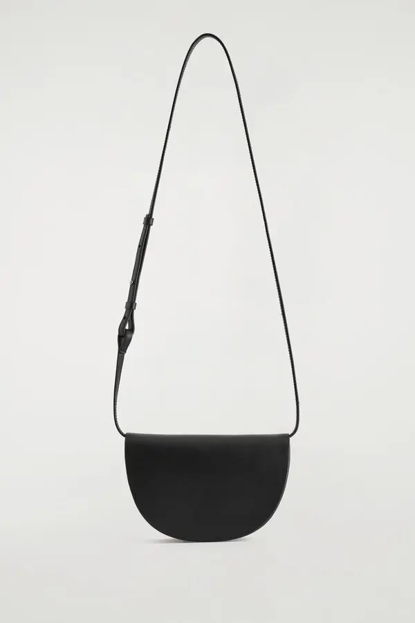 Cos Curved Leather Crossbody Bag - Black